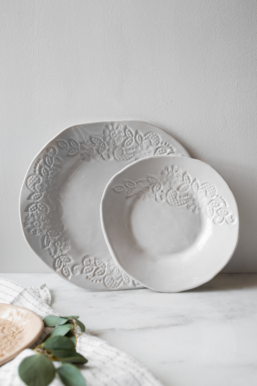 Lace 2 Piece Plate Set - White – Handmade Studio TN